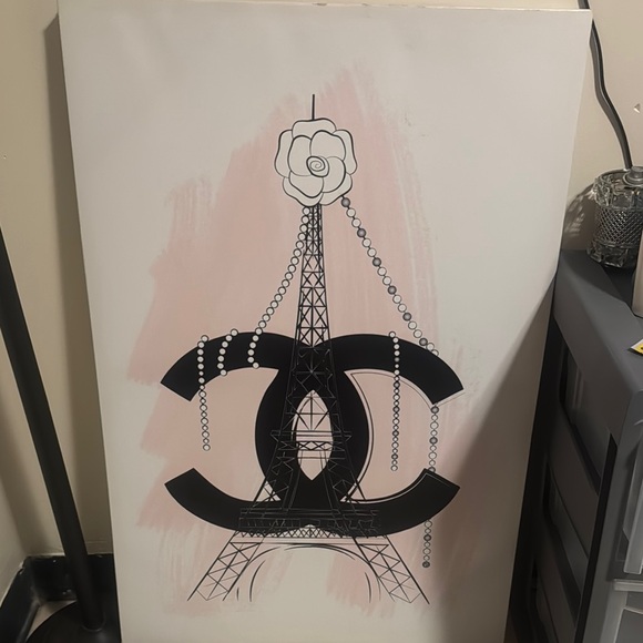 CHANEL | Art | Chanel Eiffel Tower Art Print Black And Pink | Poshmark